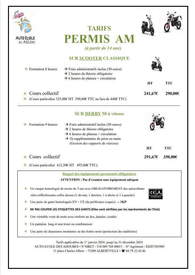 Permis AM - auto école des Adoubes